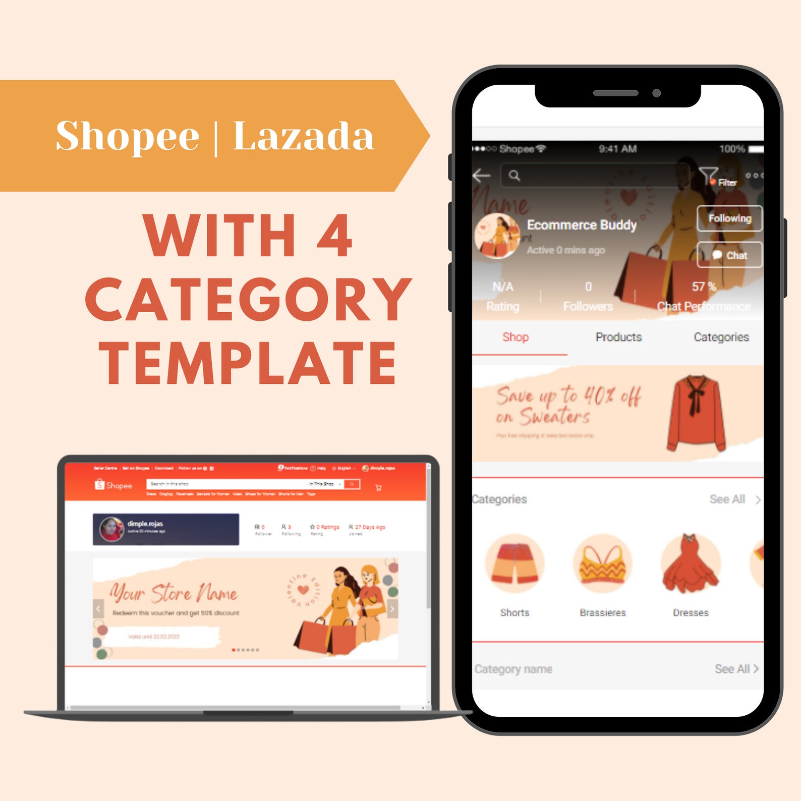 Shopee and Lazada Store Template Website Design LSS6BSET | Etsy