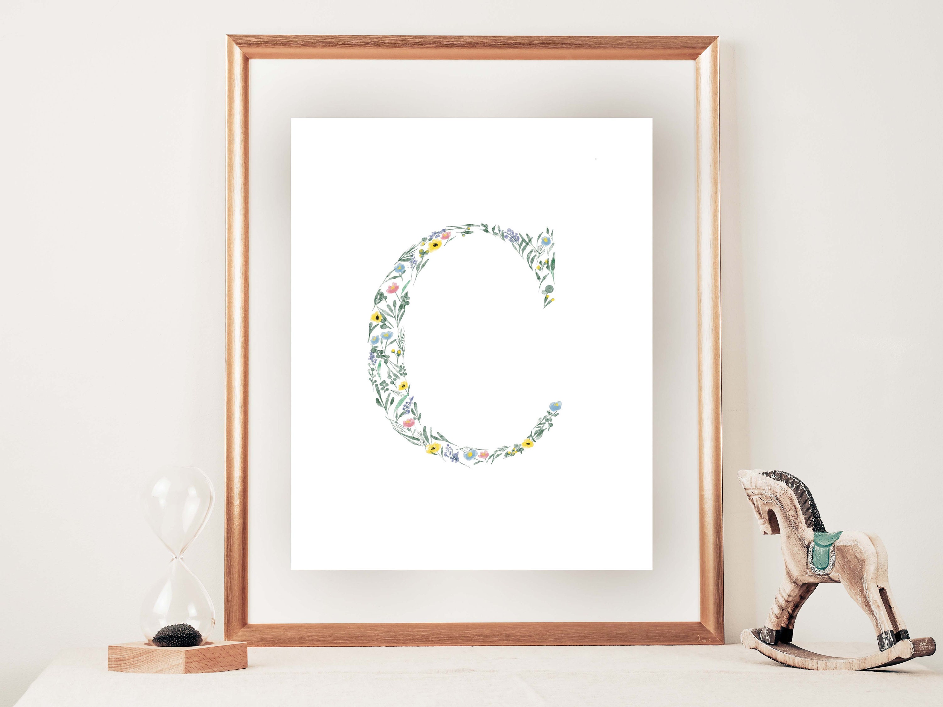 Floral Letter C Printable, Digital Download Wall Art, Gift for Baby ...