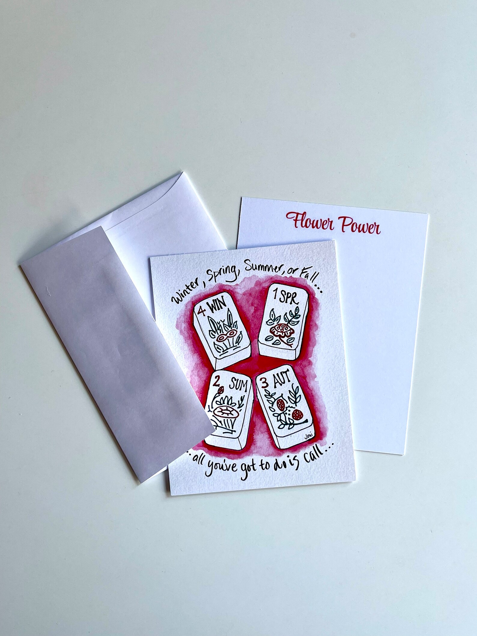 Mahjong Flower Note Cards - Etsy