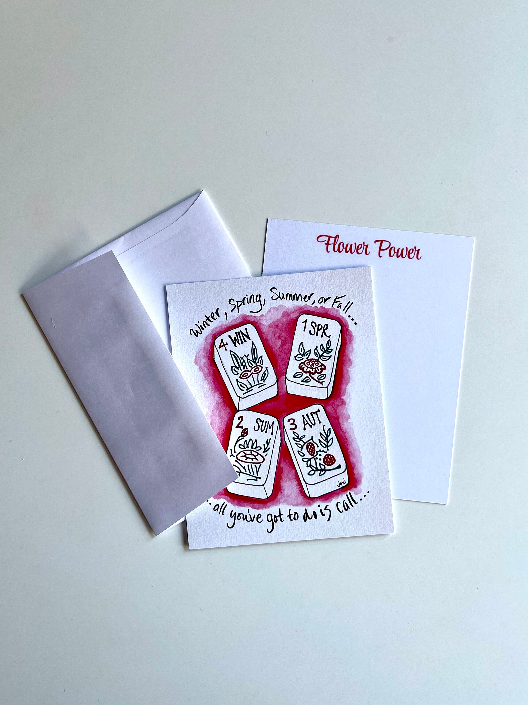 Mahjong Flower Note Cards - Etsy