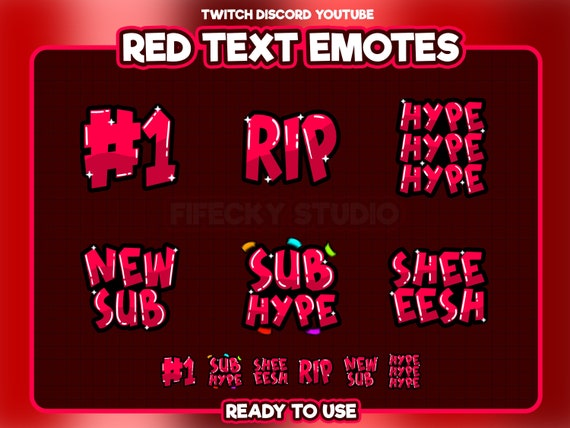 6 Text Emotes for Twitch / Red Emotes Pack / Discord Emote | Etsy