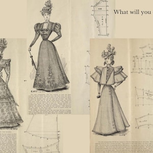 Vintage Dress Pattern Illustrations 1800s, Junk Journals, Scrapbooking ...