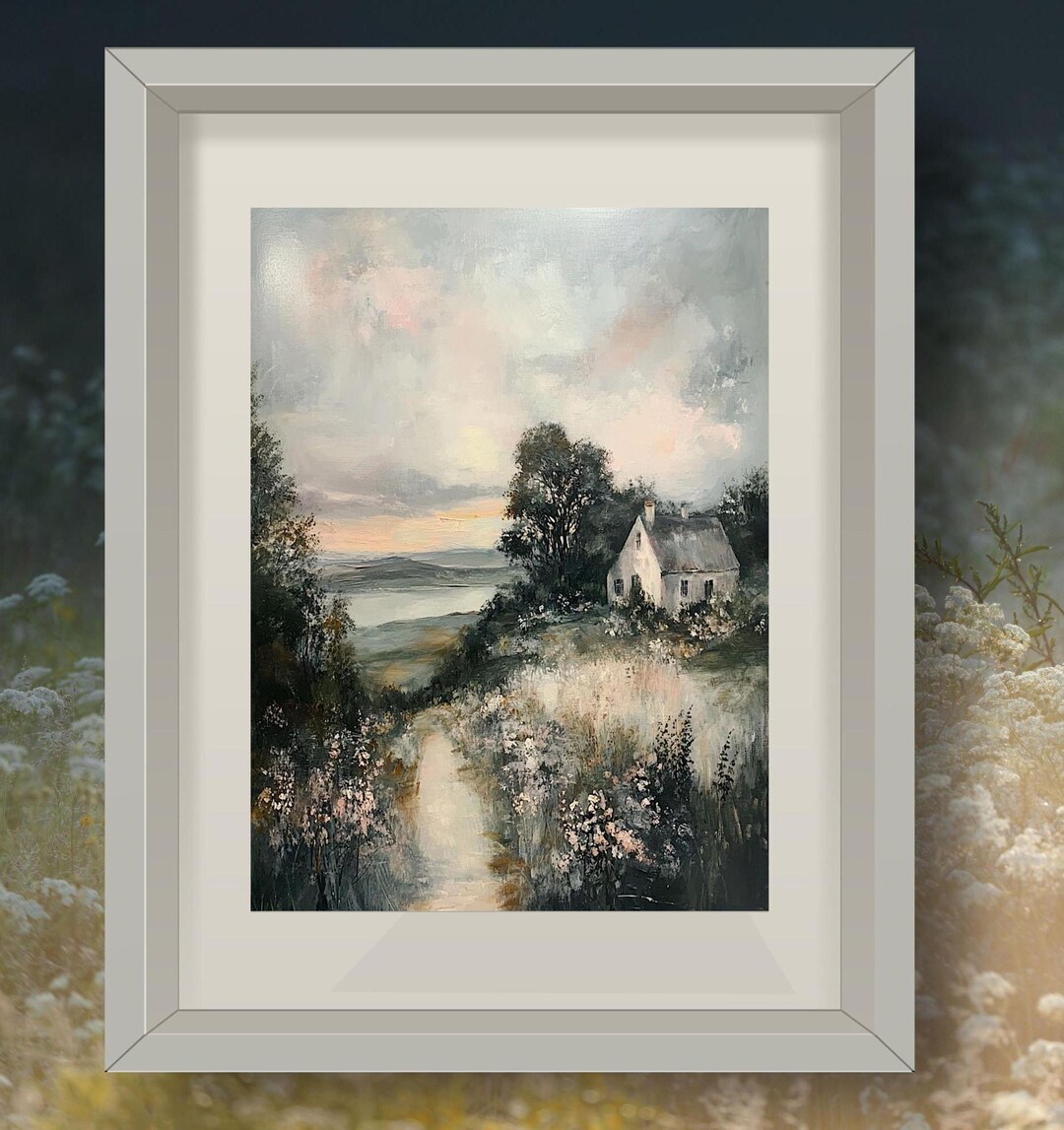 Serene Lake Cottage Art Print: Cottagecore Landscape (digital Download ...