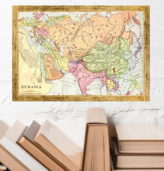 Map of Eurasia Vintage Wall Art Download in 6 Sizes Home Decor Vintage Map Art History Buffs Geography Lovers Map Fans Etsy