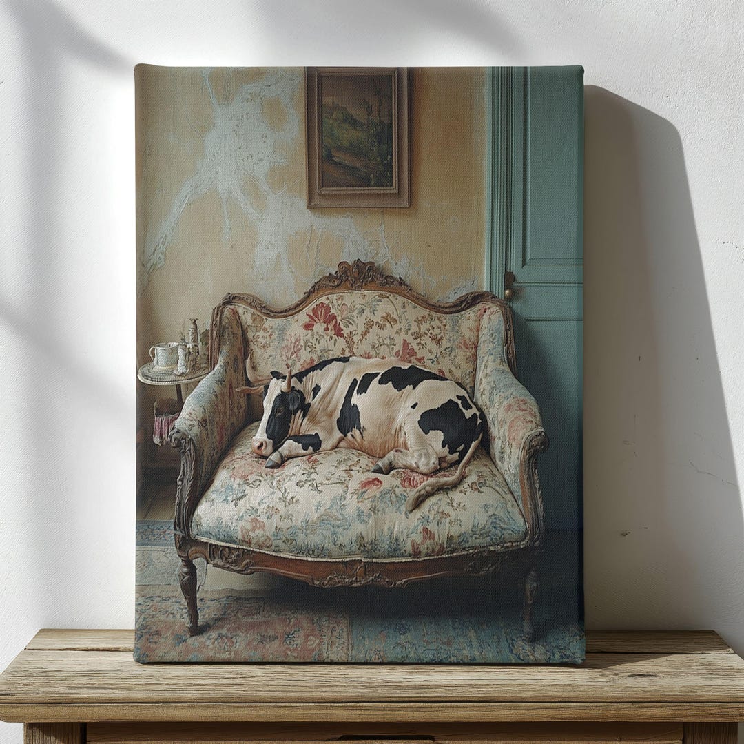 Napping Cow Wall Art Printable 7 Sizes Instant Download Cow Lover Gift ...