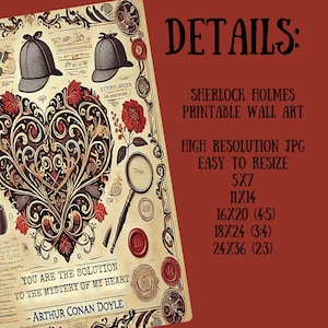 Sherlock Holmes Wall Art 5 Sizes Instant Download, Valentines Gift ...