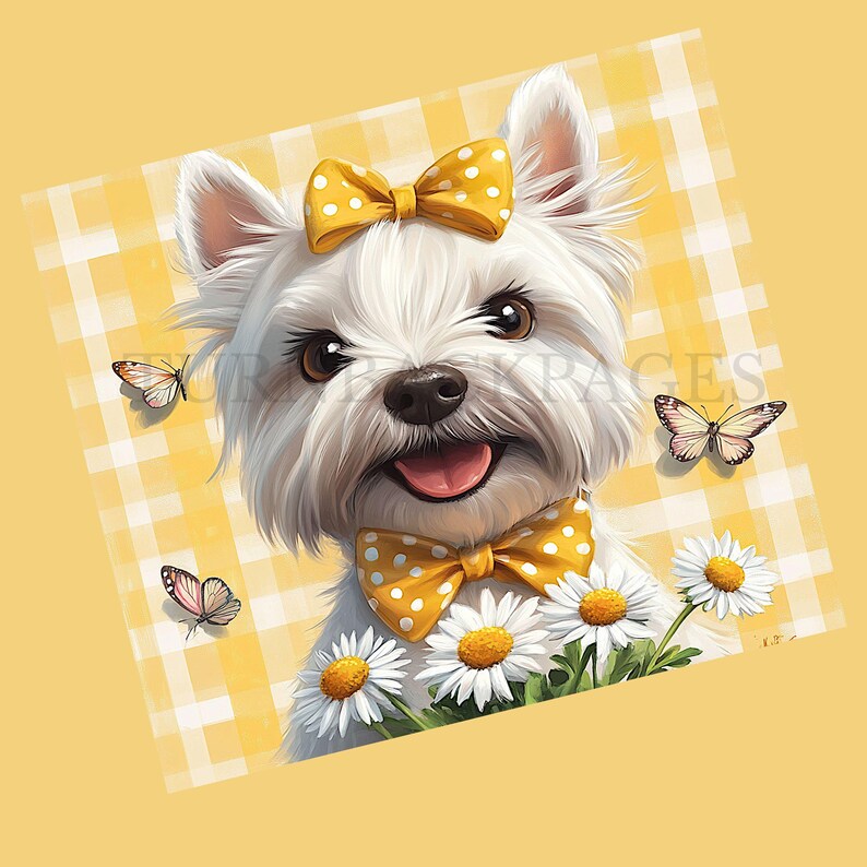 Westie Dog Tumbler Wrap: Spring Daisy Design (20oz Skinny, Digital ...