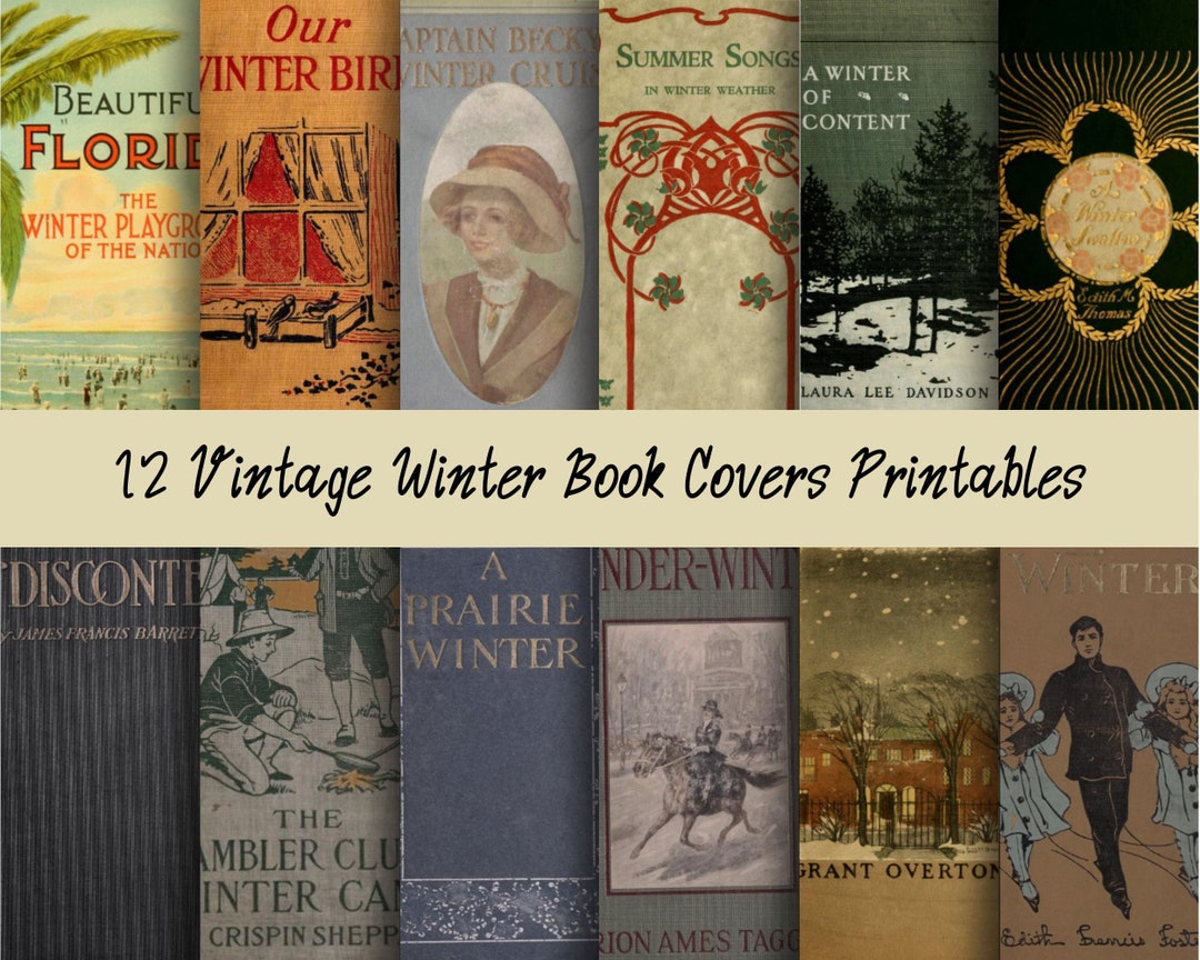 Vintage Winter Theme Book Covers Clipart - 2 Sizes, Ideal for Unique ...