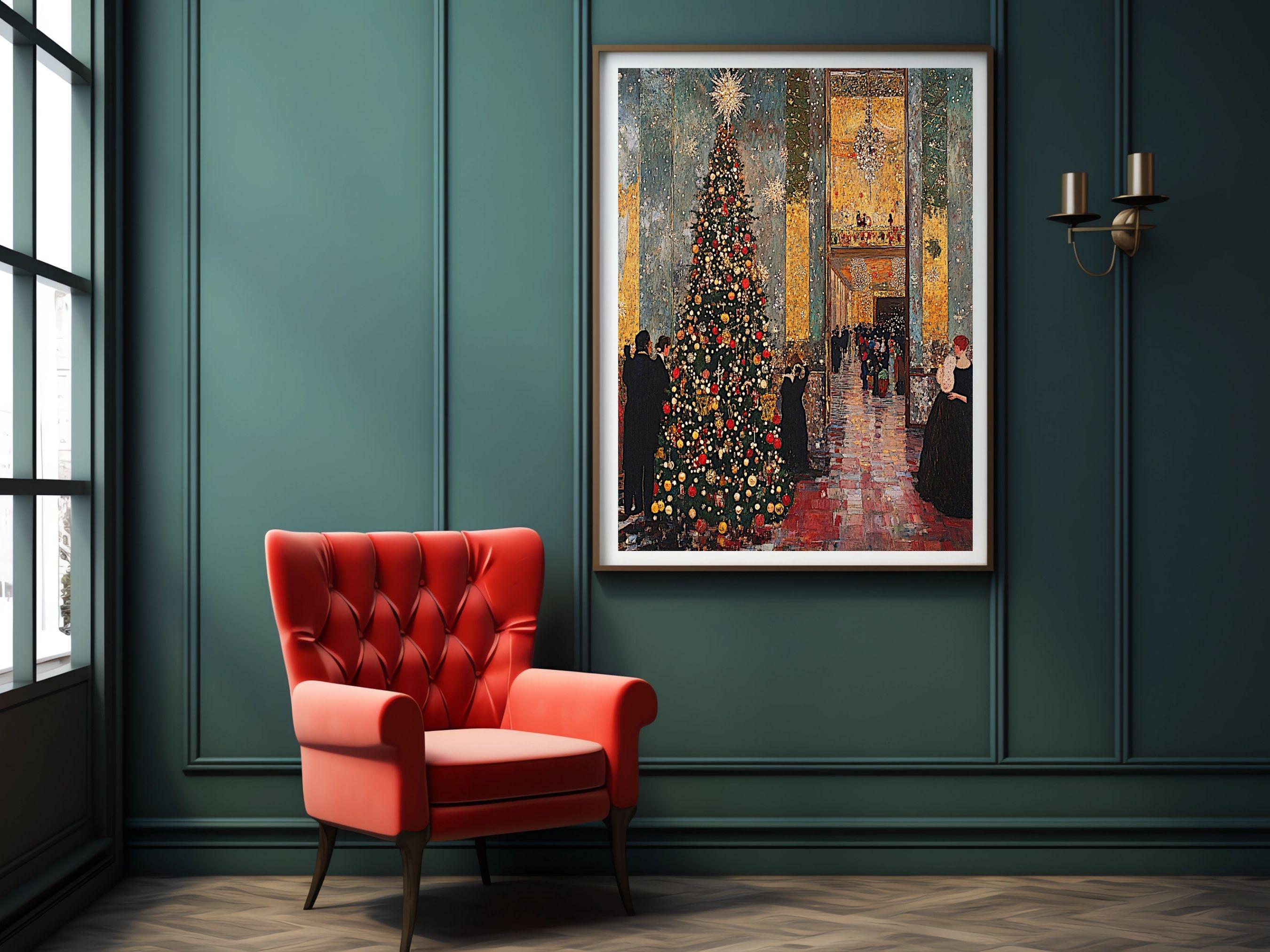 Klimt Christmas Palace Print: Vintage Holiday Wall Art (digital ...