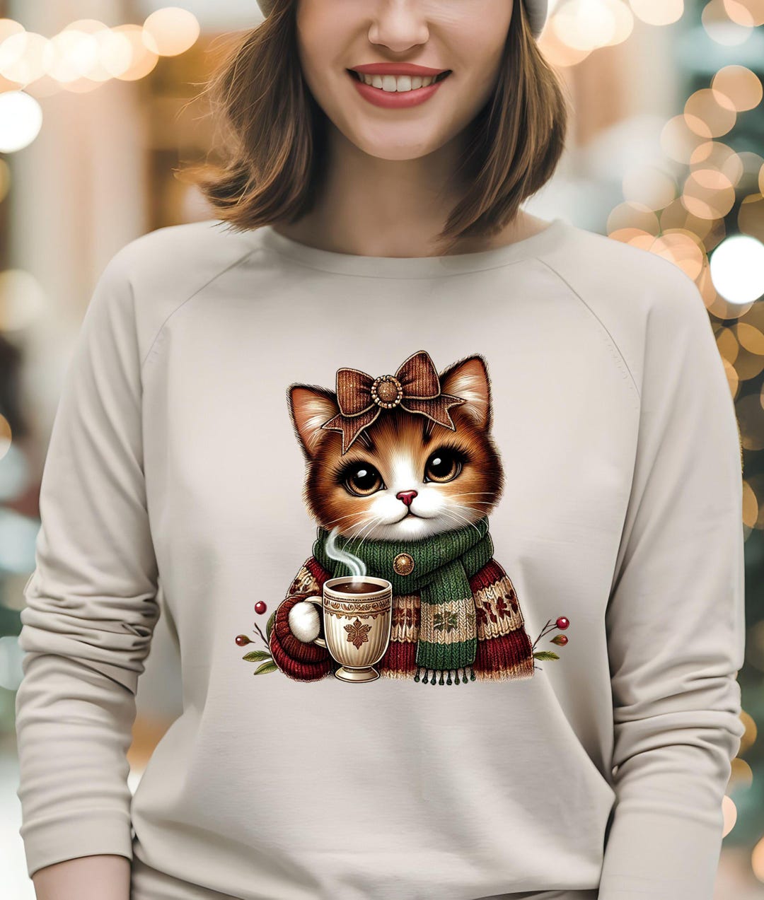 Cats Love Coffee in Winter Clipart Graphic, Great for POD Products ...