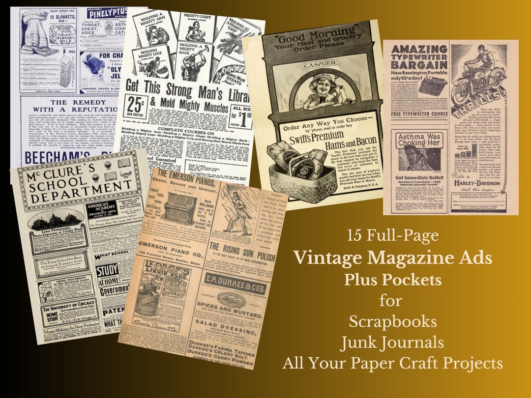 Vintage Magazine Ad Pages 1900s to 1930s 15 Images Plus Ephemera ...