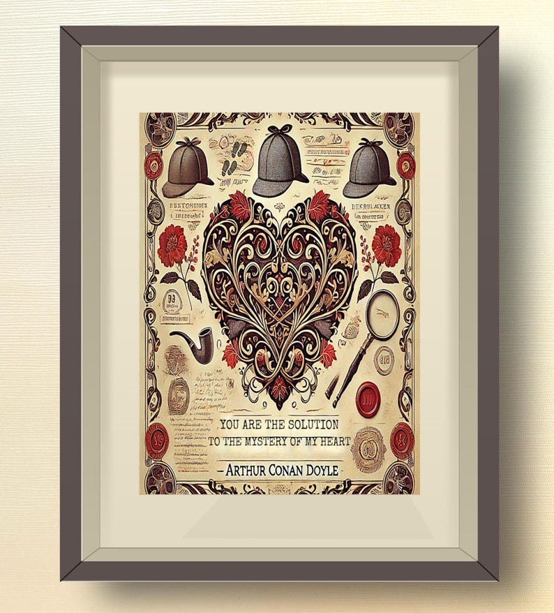 Sherlock Holmes Wall Art 5 Sizes Instant Download, Valentines Gift ...
