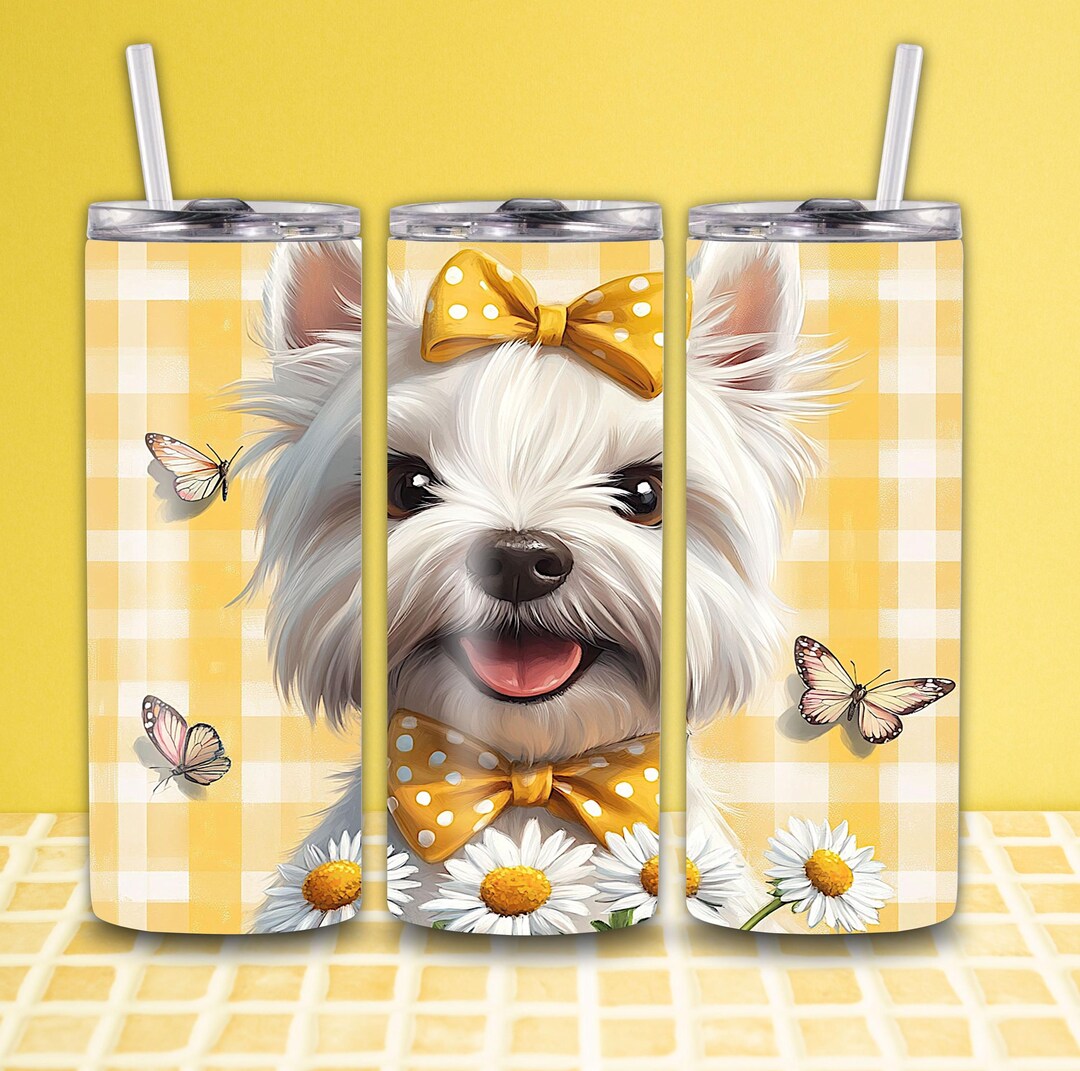 Westie Dog Tumbler Wrap: Spring Daisy Design (20oz Skinny, Digital ...