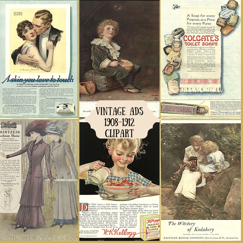 Vintage Ads Clipart 5x7 Instant Download, Commercial Use, Fashion, Food ...