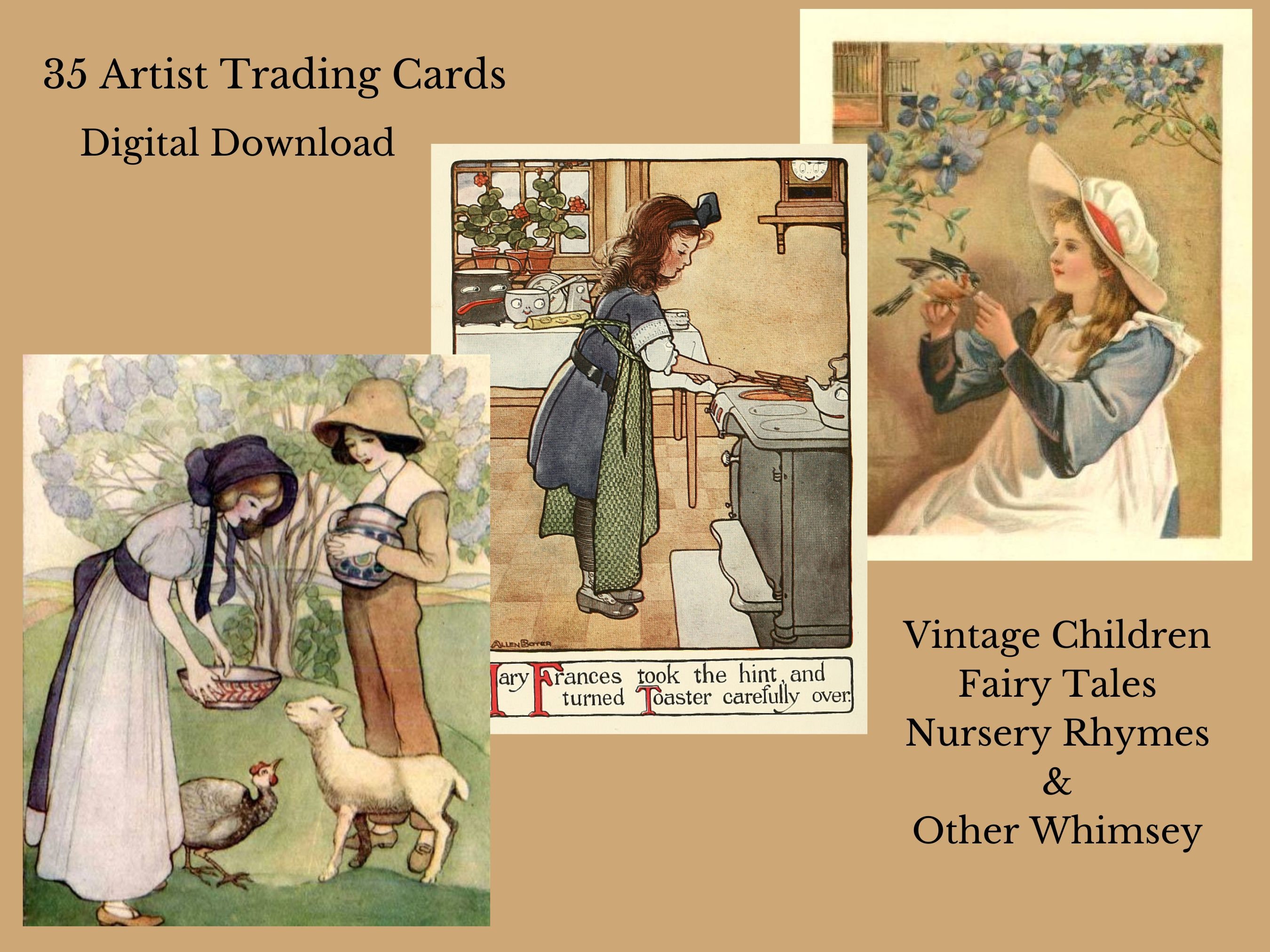 Vintage Children's Illustrations: 35 Artist Trading Cards (digital ...
