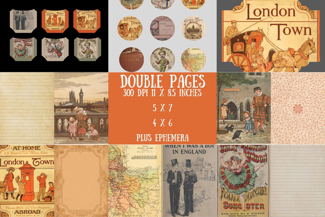 Vintage London Illustrations Pages 1800s England 3 Sizes, Ephemera ...