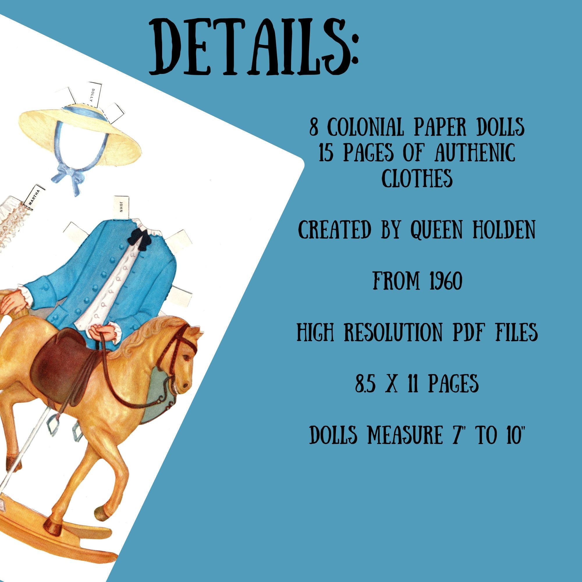 Vintage Colonial Paper Dolls: 1960 Queen Holden Collection (digital ...