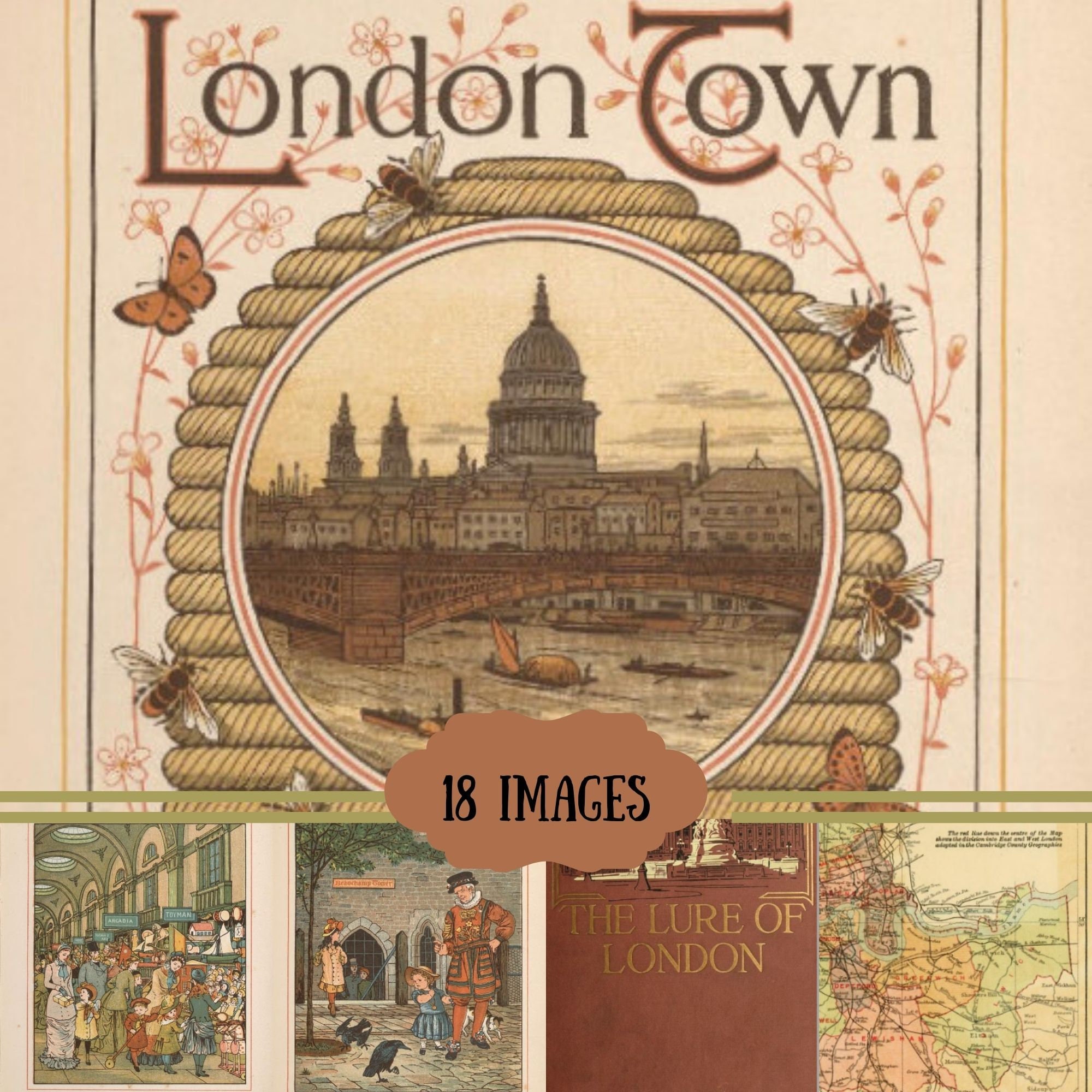 Vintage London Illustrations Pages 1800s England 3 Sizes, Ephemera ...