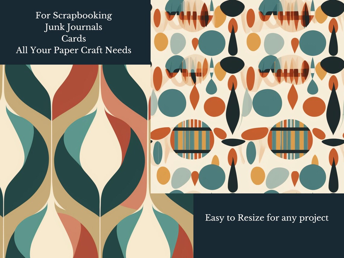 Midcentury Modern Scrapbook Paper: 30 Digital Designs (12x12in) - Etsy