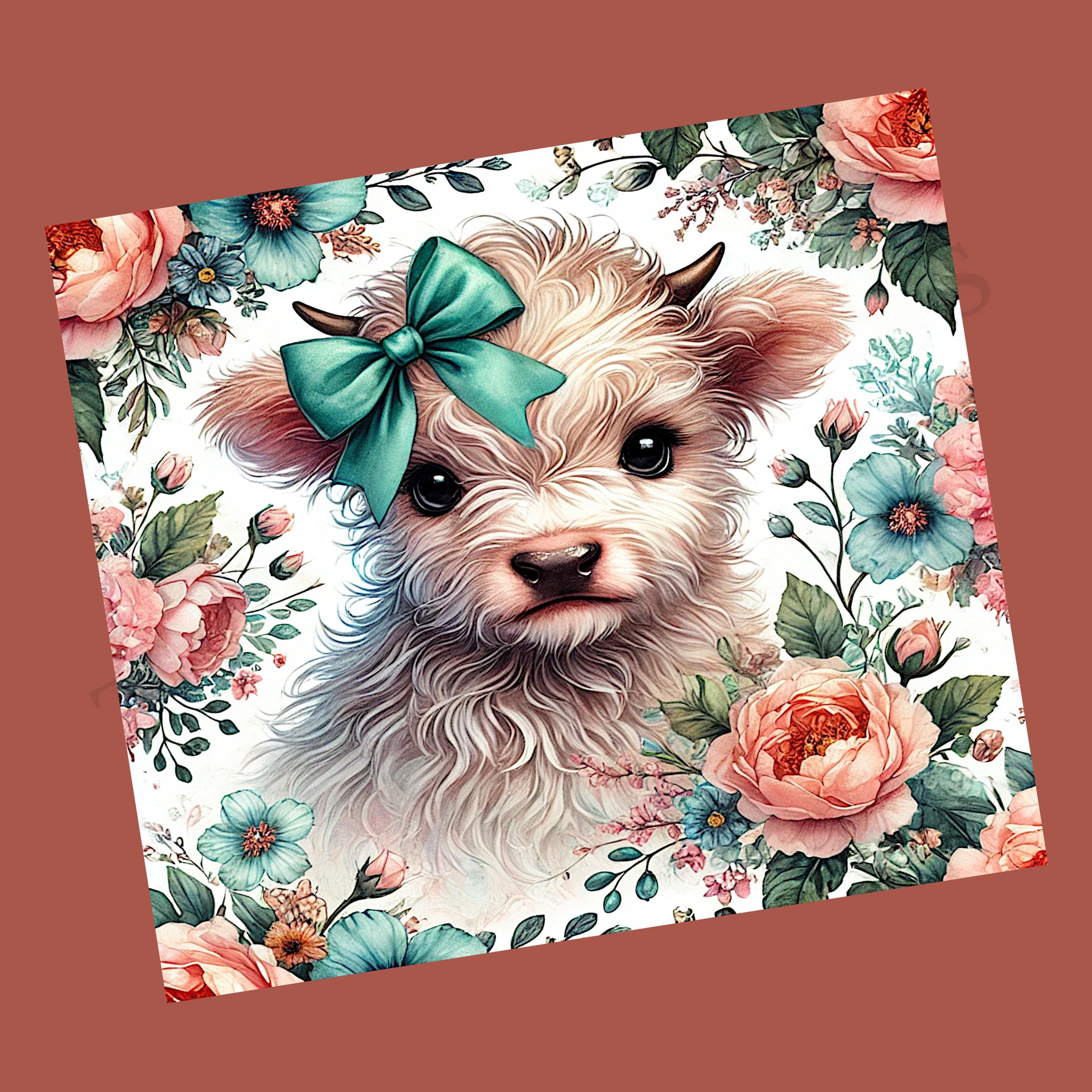 Baby Highland Cow Coquette Bow Tumbler Sublimation Wrap 20oz Skinny ...