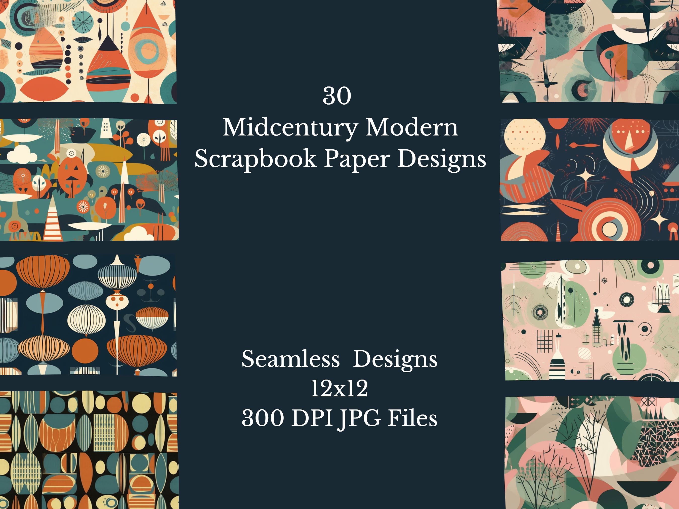 Midcentury Modern Scrapbook Paper: 30 Digital Designs (12x12in) - Etsy