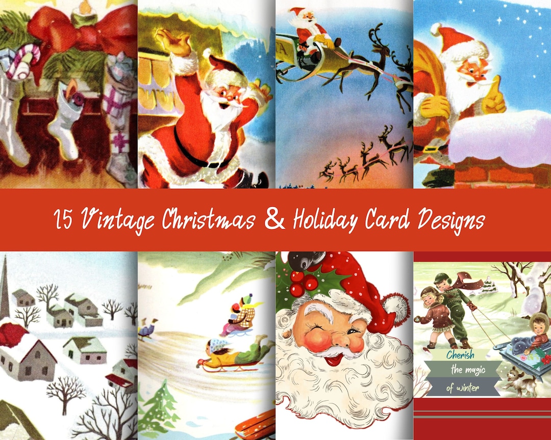 Vintage Holiday Card Designs Download, Christmas Projects, Invitations ...