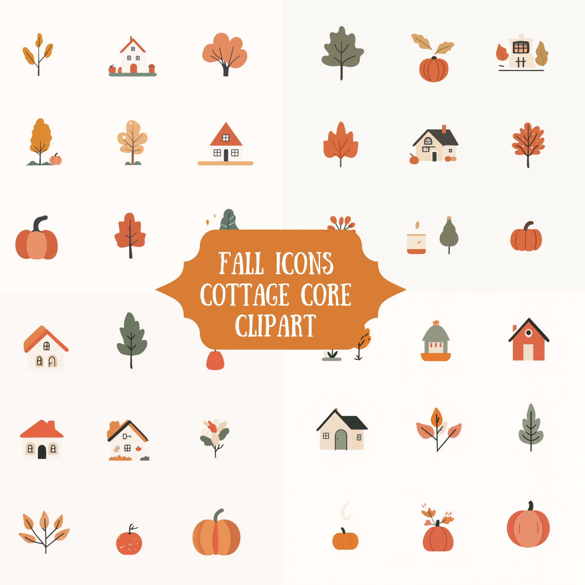 Fall Icons Clipart Instant Download, Cottagecore for Stickers, Journals ...