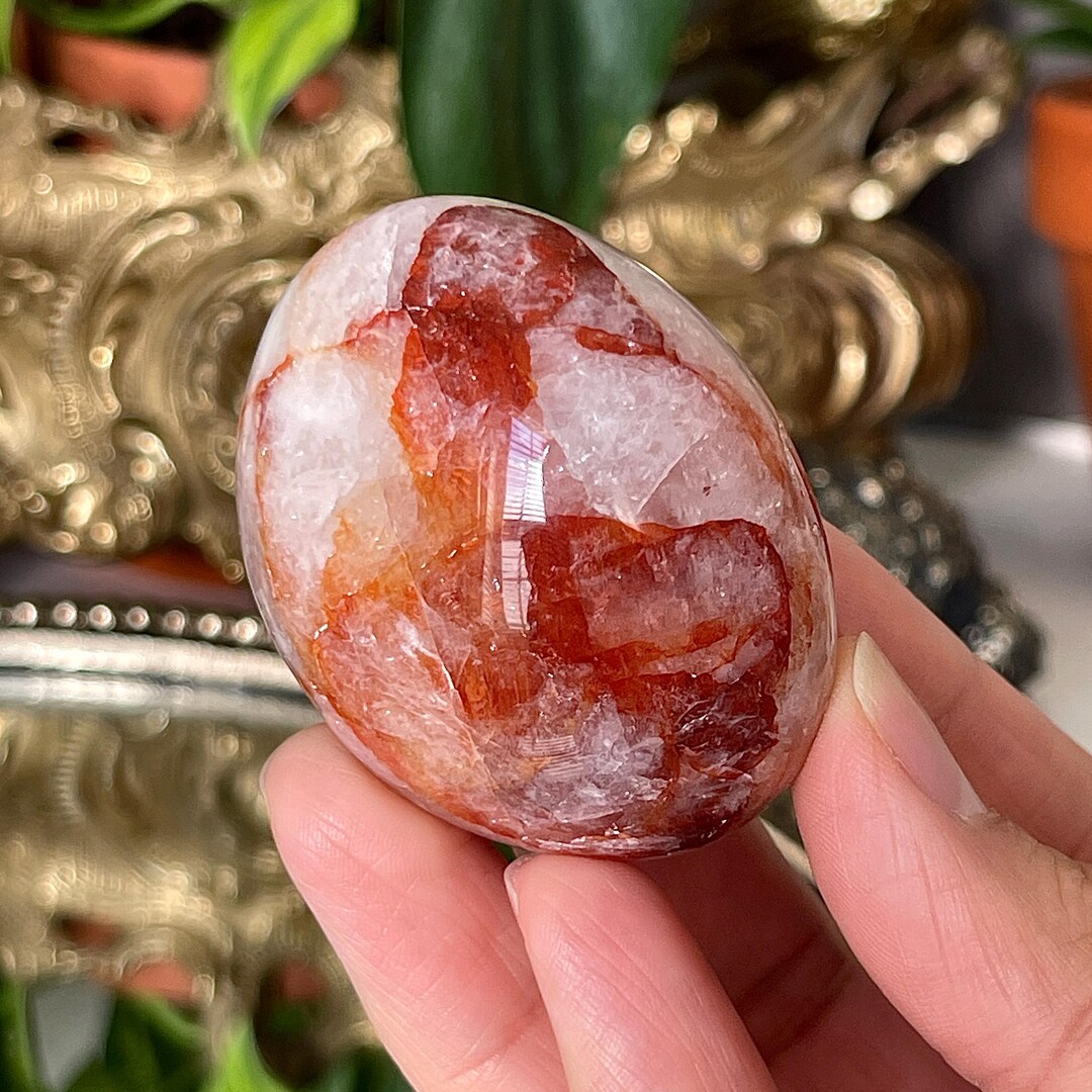 Hematoid Fire Quartz Gem Red Quartz Rainbow Healer Quartz Geothite Palm ...