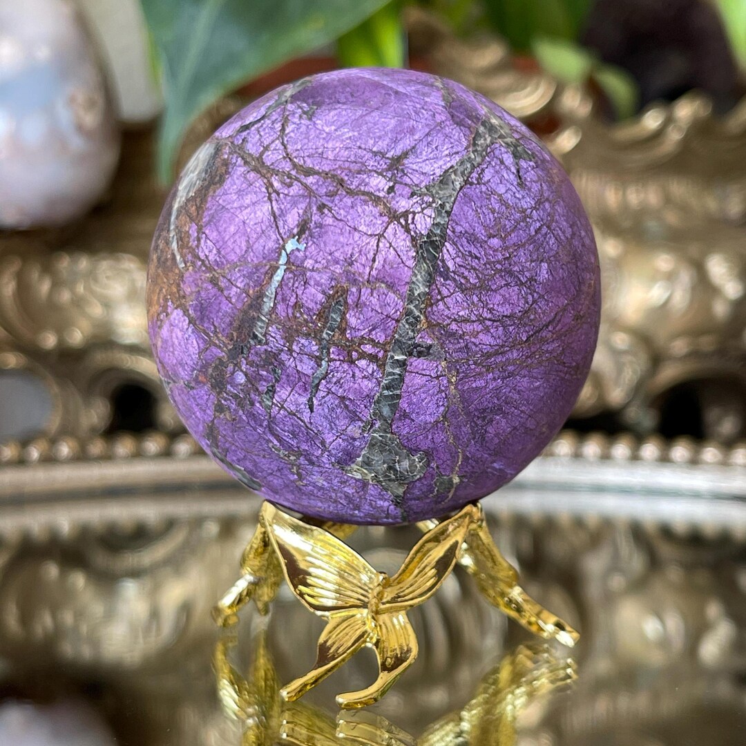 Rare Purpurite Sphere Vibrant Purple Quartz Orb Decor Velvet Purpurite ...