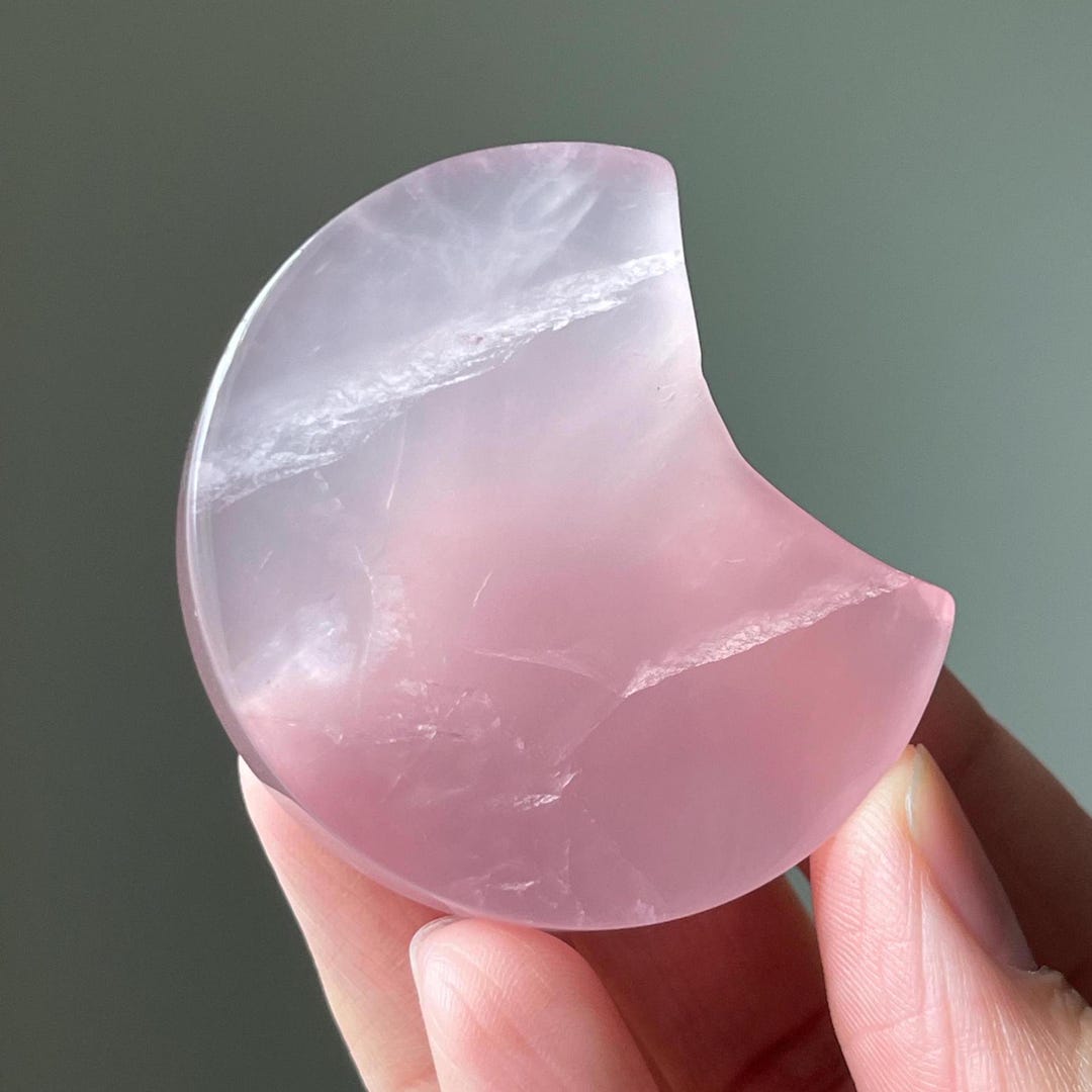 Girasol Rose Quart Crescent Moon Gemmy Rose Quartz Natural Jelly ...