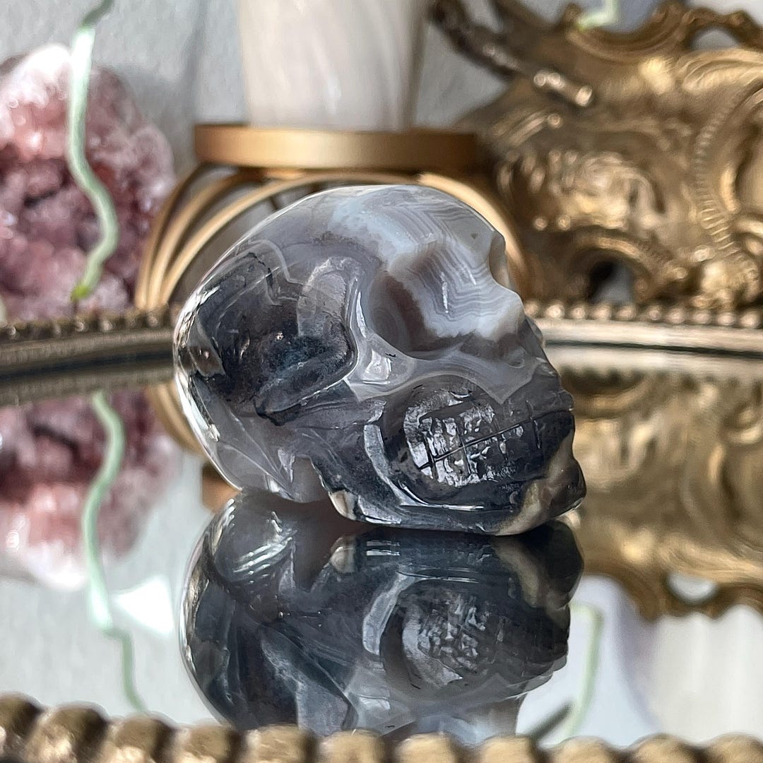 Volcano Agate Skull Carving: Black Lava Skull Crystal Talisman - Etsy