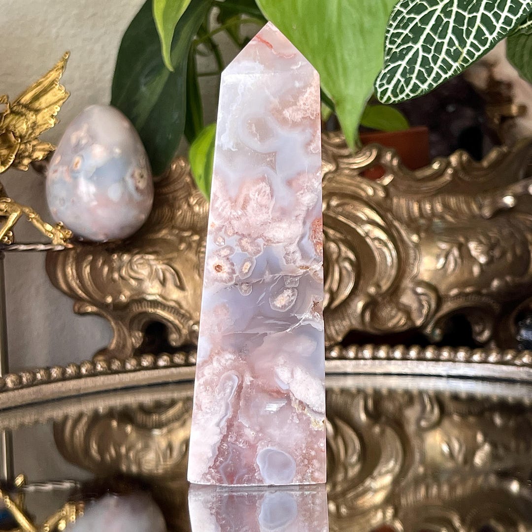 Madagascar Pink Flower Agate Blue Chalcedony Rose Pastel Agate Tower ...