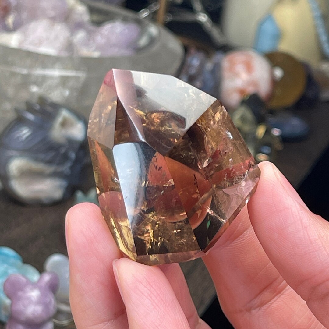 Phantom Citrine Faceted Tower Unheated Brazil Golden Citrine Quartz ...