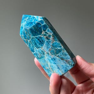 Chunky Blue Apatite Crystal Tower: Moroxite Point, Plant Decor - Etsy