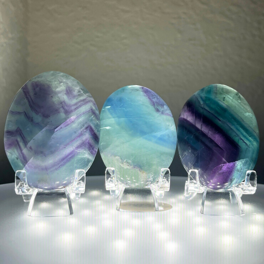 Candy Fluorite Palm Polished Blue Fluorite Crystal Purple Fluorite Palm ...