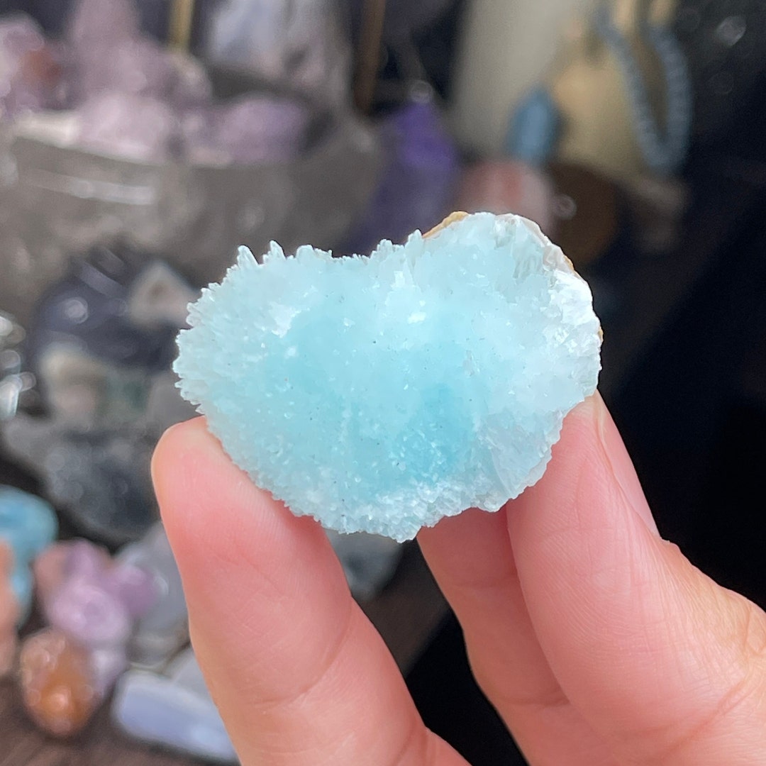 Rare Sugar Blue Aragonite Cluster Heart Druzy Blue Calcite Specimen ...
