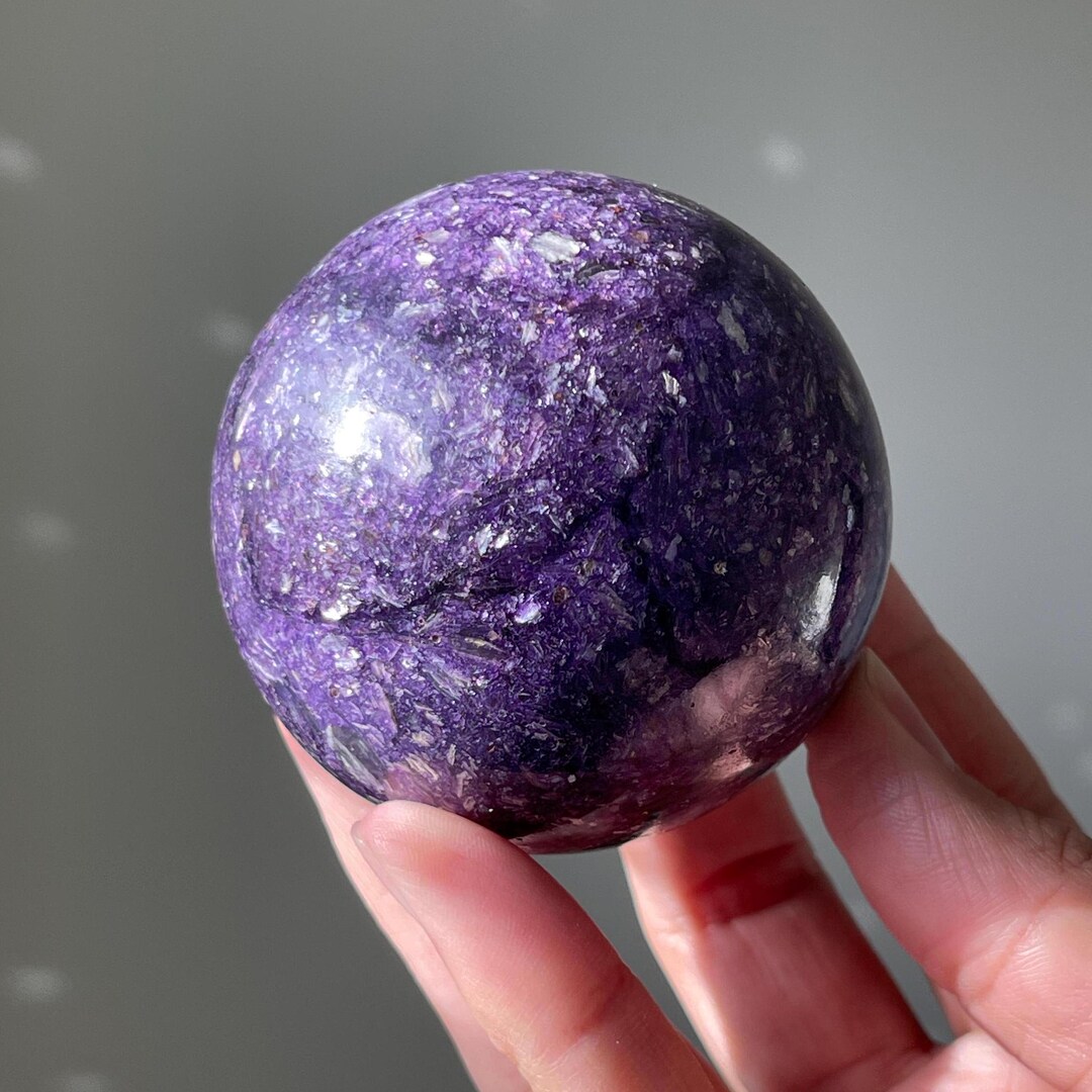 Purple Mica Silver Fleck Lepidolite Sphere Beautiful Home Decor Crystal ...
