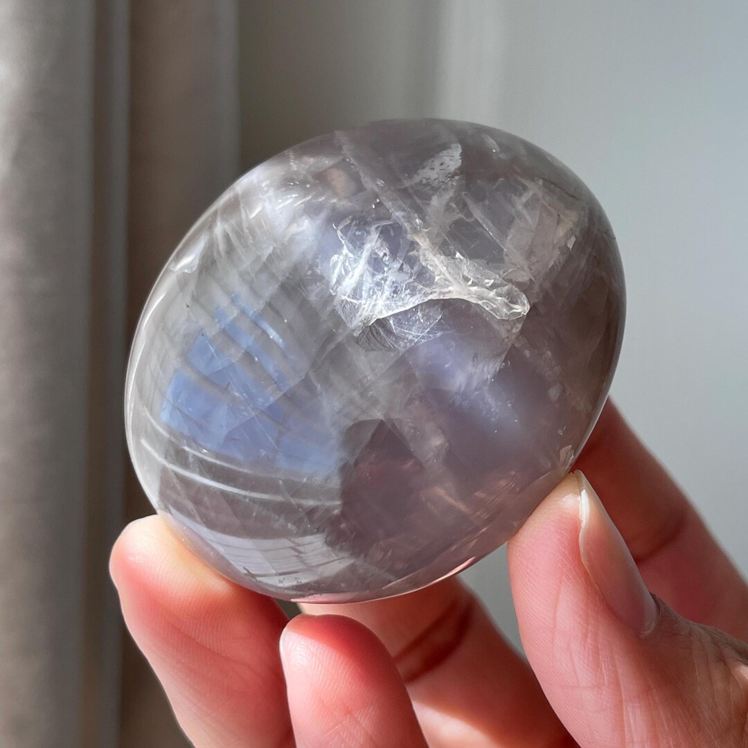 Madagascar Blue Rose Quartz Palm Stone Blue Quartz Freeform Jelly Blue ...