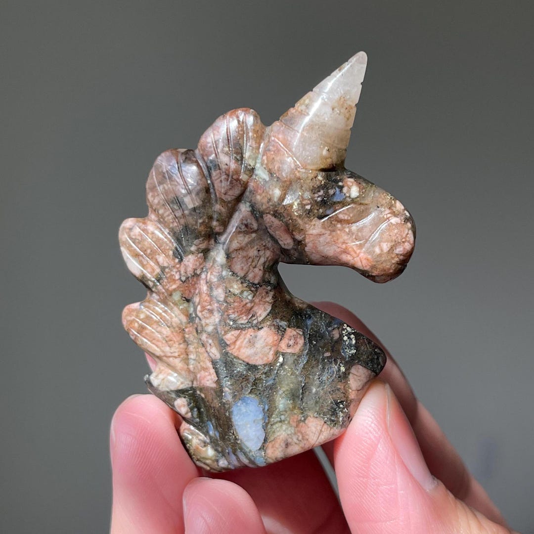 Que Sera Rhyolite Unicorn Carving: Bronze Galaxy Crystal Decor - Etsy