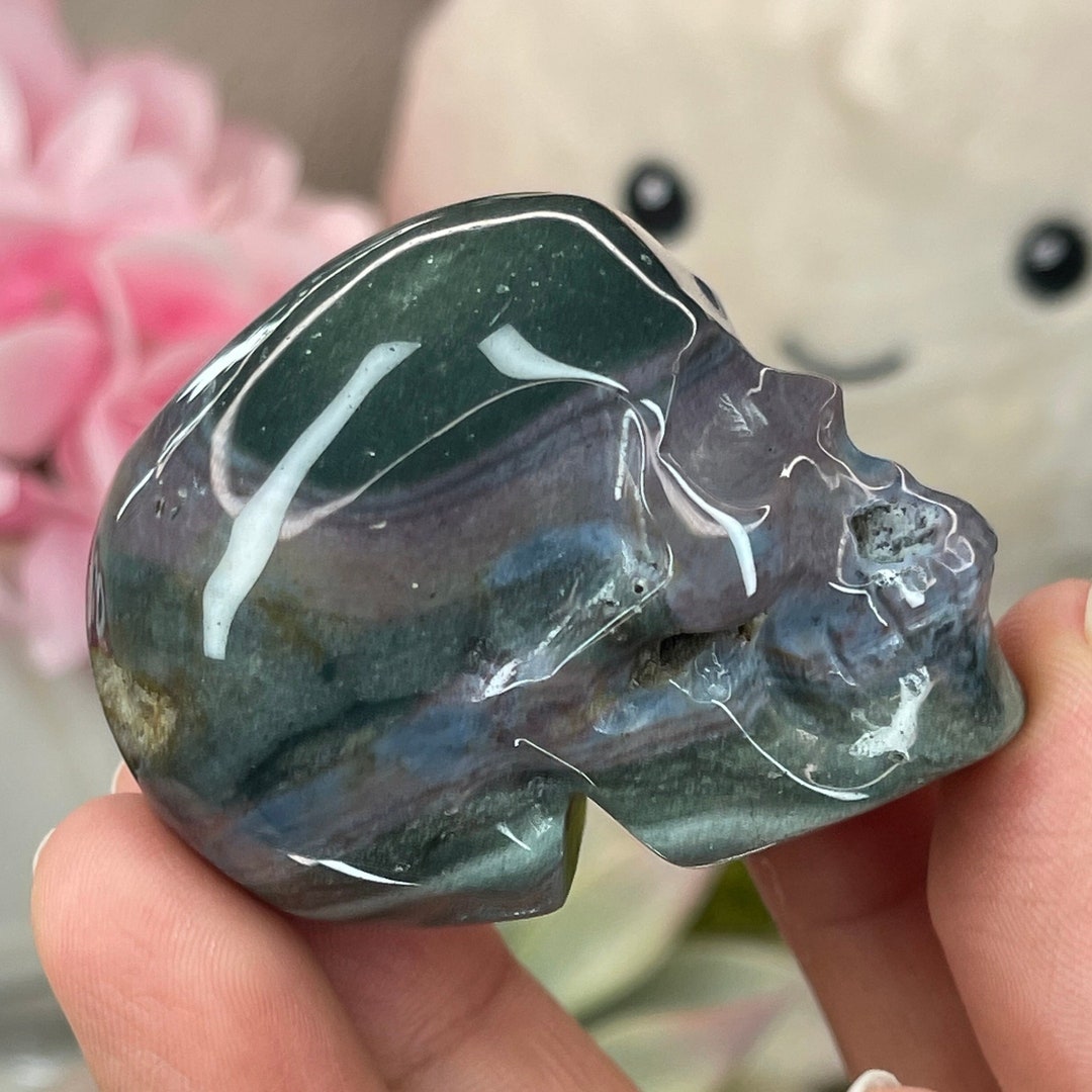 Decayed Sea Jasper Green Purple Skull Spooky Season Crystal Skull Paper ...