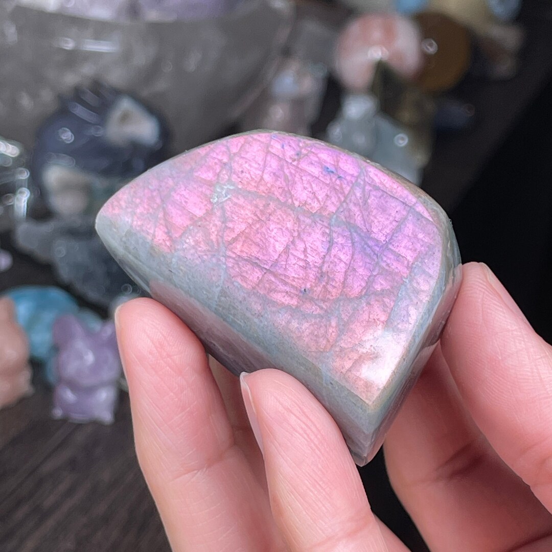 Purple Sunset Labradorite Freeform Pink Labradorite Pocket Stone Gold ...