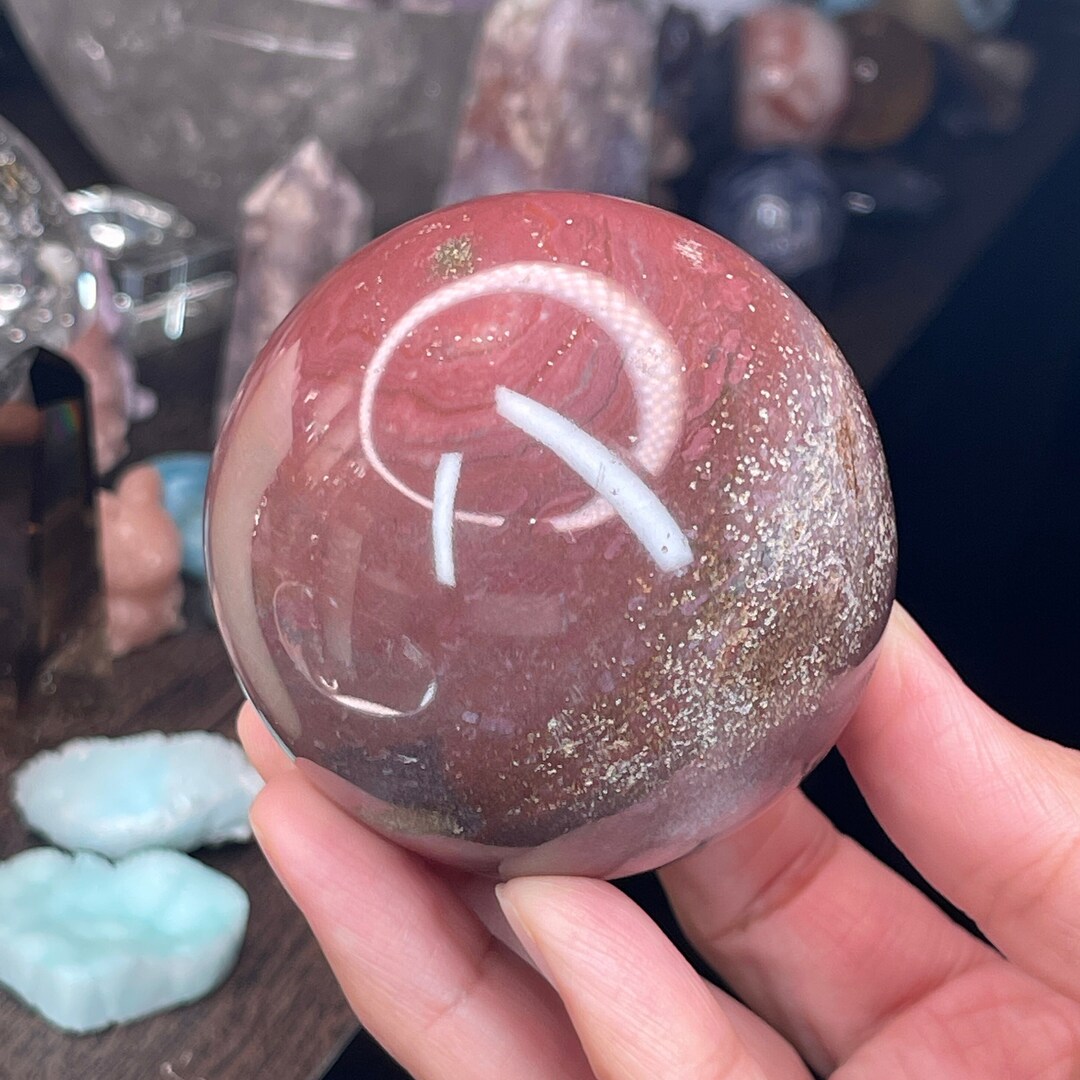 Large Mars Red Sea Jasper Crystal Sphere Burgundy Home Decor Orb Jasper ...