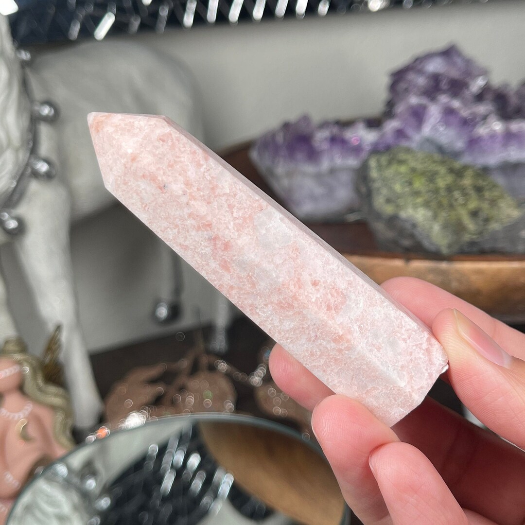 Pastel Pink Opal Tower Crystal Point Natural Pink Crystal Wand for ...