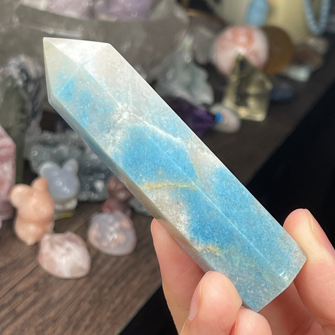 Rare Blue Trolleite Aluminum Phosphate Tower Blue Quartz Stone Lazulite ...