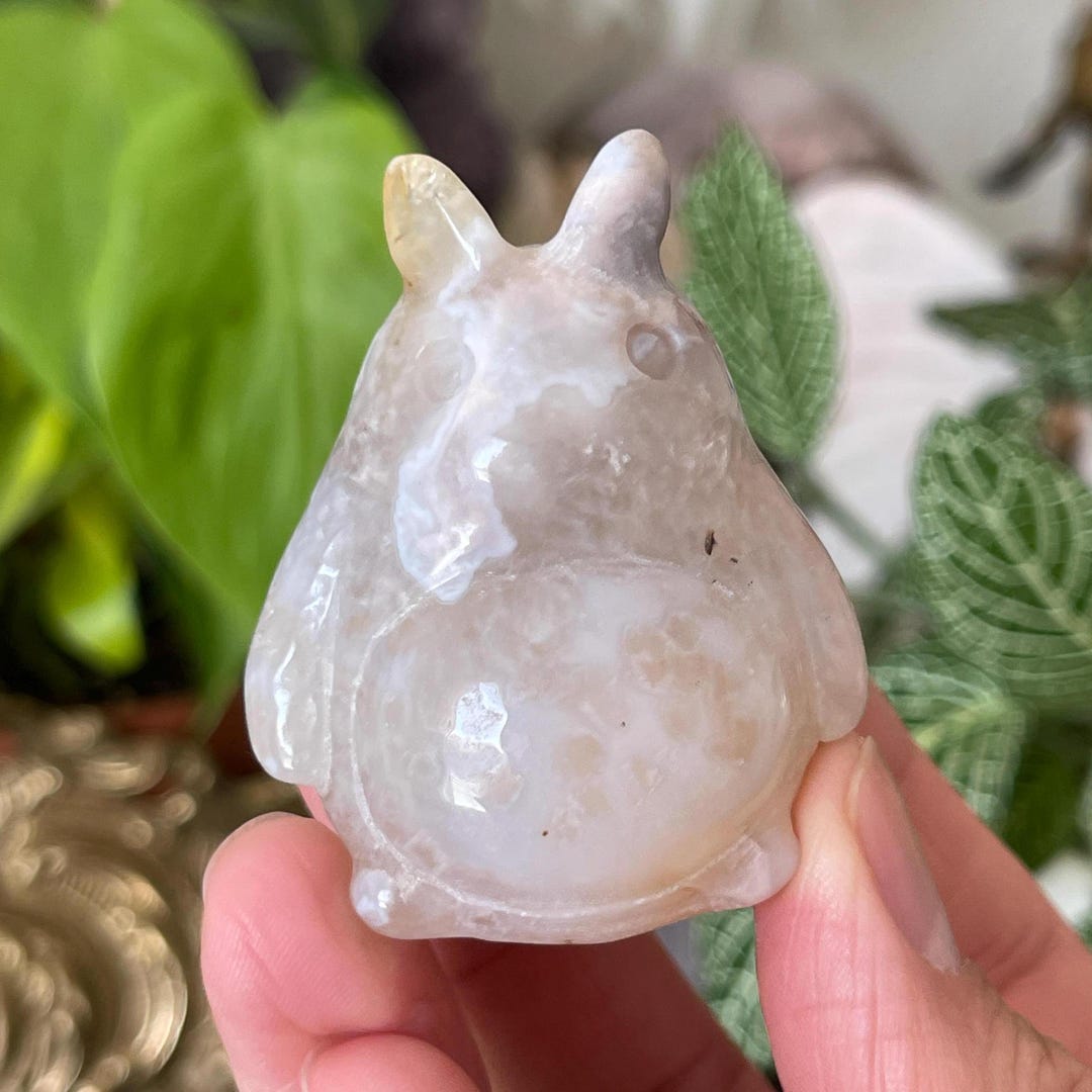Flower Agate Bunny Carving: Madagascar Crystal Forest Spirit Rabbit ...
