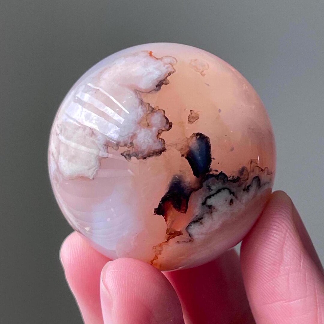 AAA Pink Blue Carnelian Flower Agate Sphere Pink Red Decor Crystal Orb ...