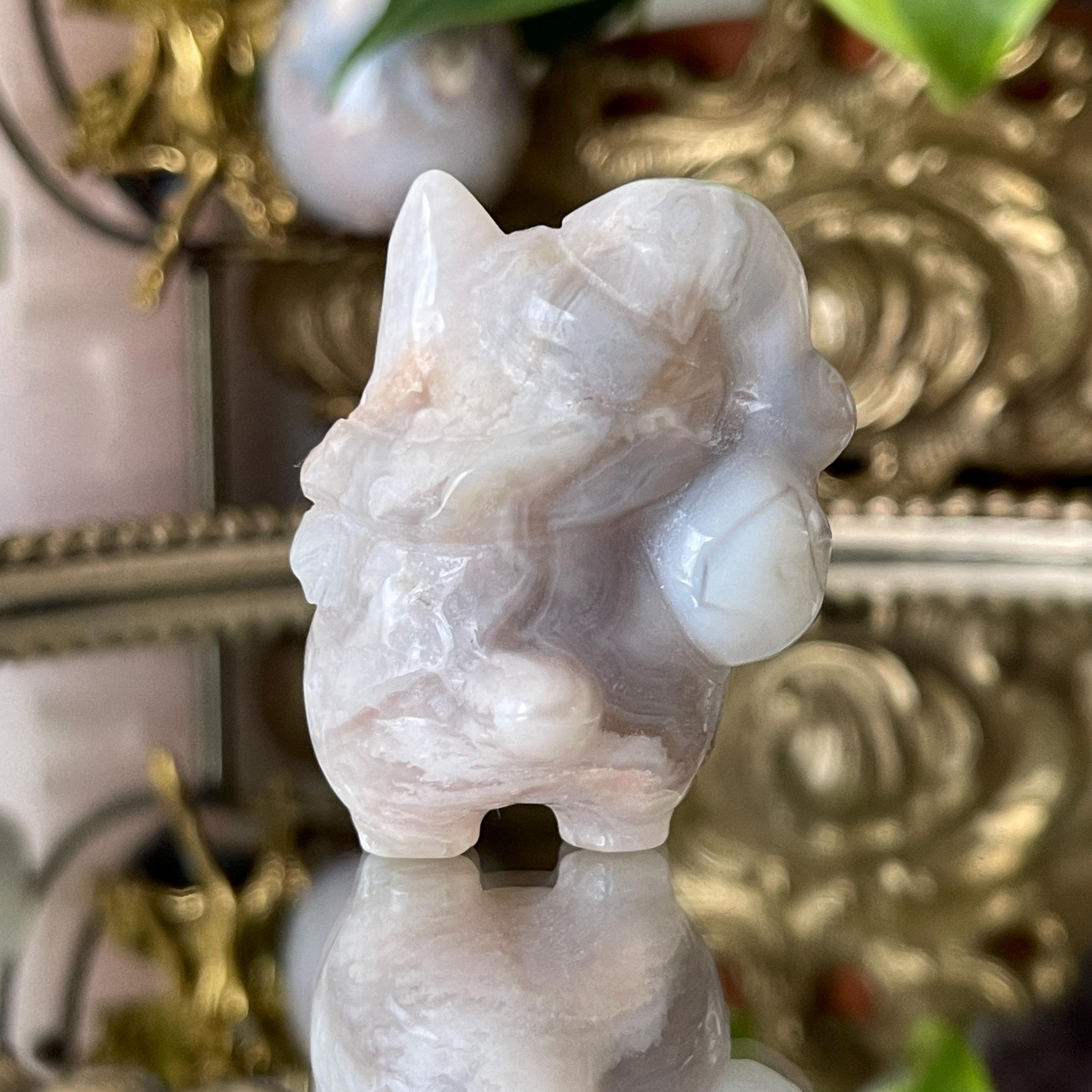 Santa Tanuki Agate Carving: Holiday Forest Spirit Decor - Etsy