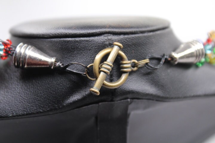 Vintage Black Wire and Multi-colored Bead Necklace - Etsy