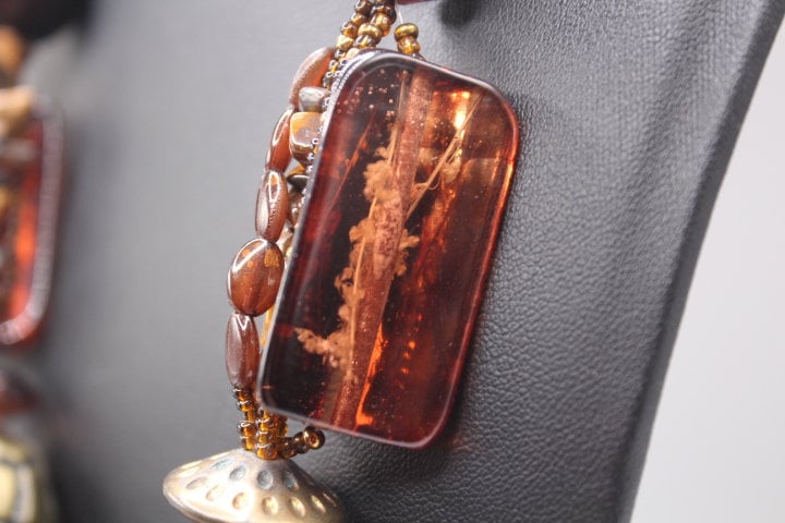 Vintage Earthy Resin-encased Floral Chunky Beaded Necklace - Etsy