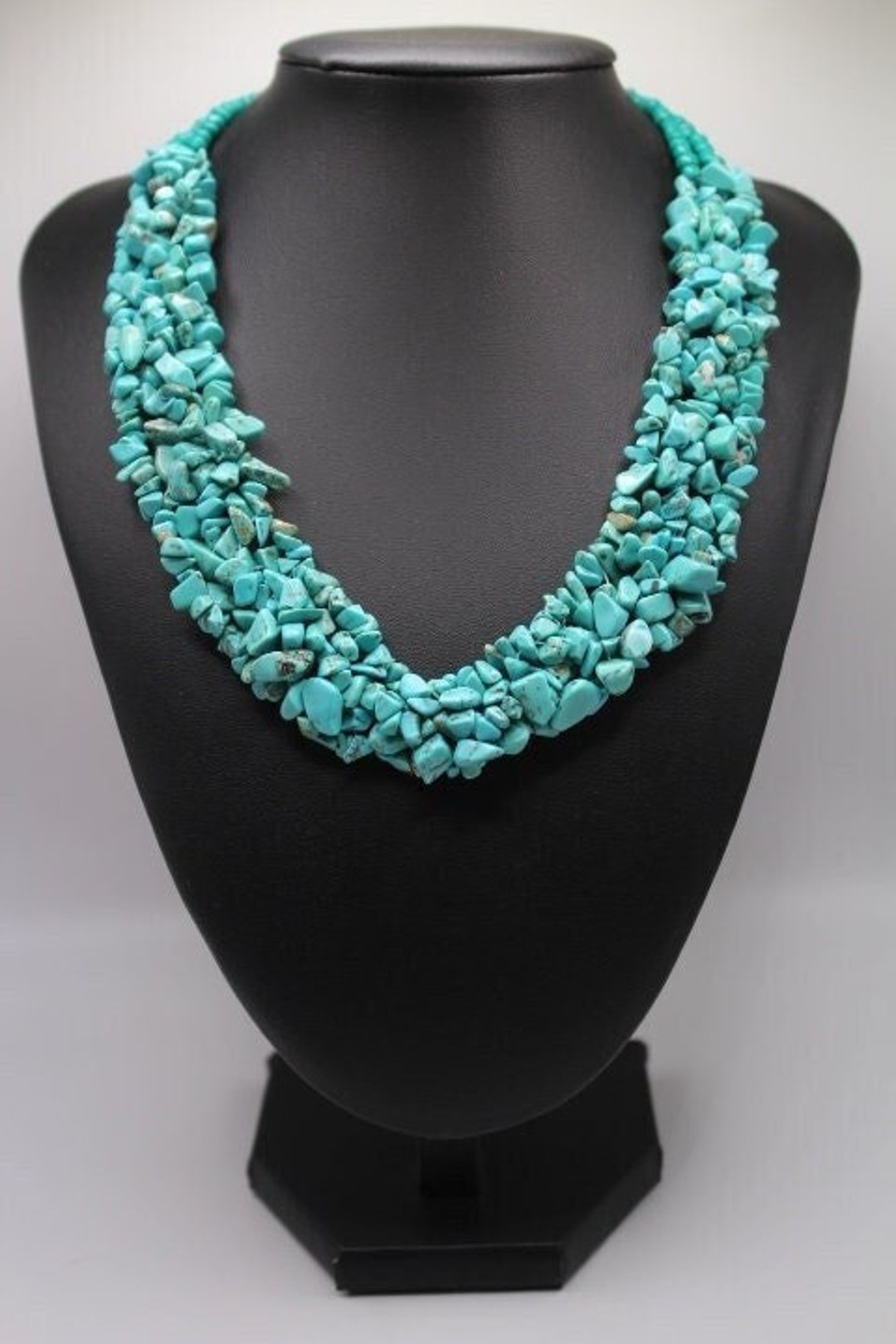 Vintage Genuine Turquoise Chip Cluster Necklace - Etsy